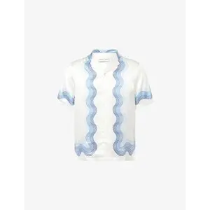 Frescobol Carioca Roberto Short-sleeve Silk Shirt - Navy