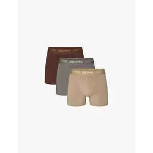 SKIMS Branded-waistband 3in Pack Of Three Stretch-modal Boxer Briefs - Desert Multi