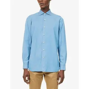 FINAMORE 1925 Classic-collar Long-sleeve Cotton Chambray Shirt