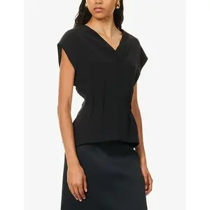 THE DROPPED COLLECTION Kimono Sleeve Double V-neck Silk Top