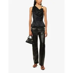 THE DROPPED COLLECTION Cowl Neck Sleeveless Silk Top