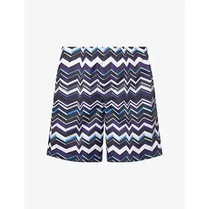 Missoni Mid-length Zig-zag Print Swim Shorts - Blue
