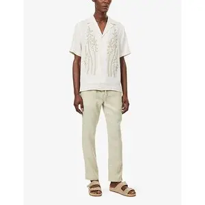 Frescobol Carioca Alves Palm Short-sleeve Linen Shirt