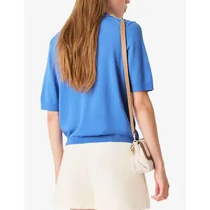 Maje Brand-embroidered Short-sleeve Wool Polo Jumper