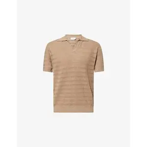 Frescobol Carioca Rino Wave Short-sleeve Cotton Knit Polo Shirt - Light Brown
