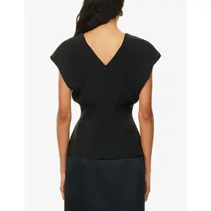 THE DROPPED COLLECTION Kimono Sleeve Double V-neck Silk Top