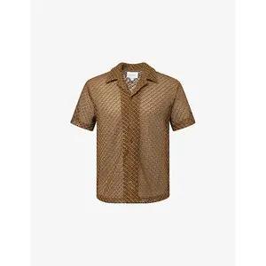 RAITH Marcelo Short-sleeve Lace Cotton Shirt Xxl - Khaki