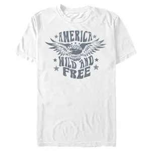 LOST GODS America Wild And Free Bald Eagle Graphic T-shirt - White