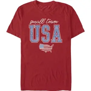 LOST GODS Mens Small Town Usa Map T Shirt Cardinal