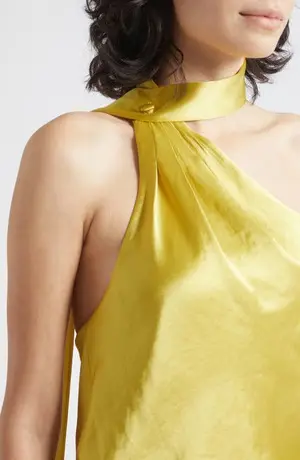 Staud Estelle Asymmetrical Halterneck Gown - Citron