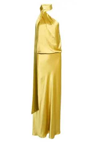 Staud Estelle Asymmetrical Halterneck Gown - Citron