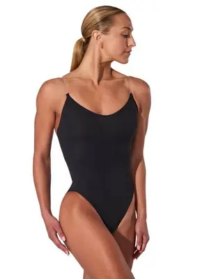 CAPEZIO Camisole Leotard W/ Clear Transition Straps - Black