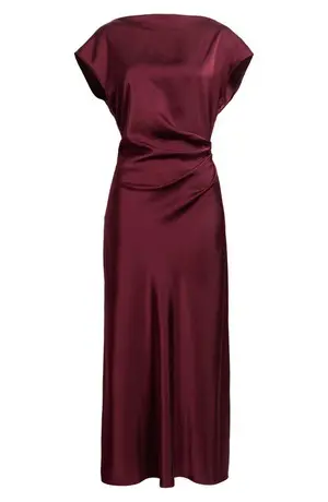Sam Edelman Satin Bateau Neck Maxi Dress - Wine
