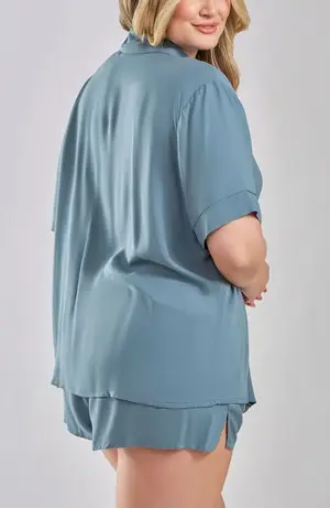 ICOLLECTION Organic Cotton And Tencel Notched Collar Pajama Set