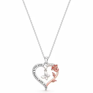 DONATELLO GIAN Two Tone Butterfly And Heart Necklace