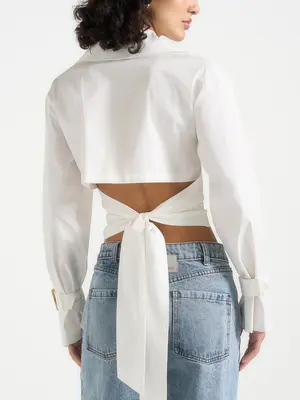Manière De Voir Andrea Cropped Double-breasted Shirt With Balloon Sleeves
