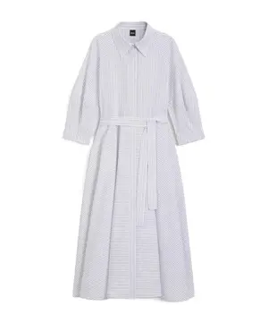 Hugo Boss Shirt Dress In Striped Cotton Poplin - Pattern