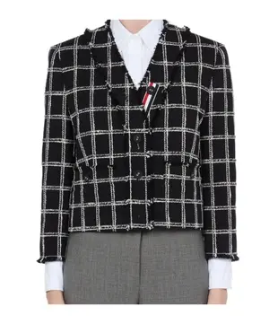 Thom Browne Checked Tweed Cropped Blazer