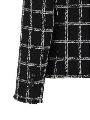Thom Browne Checked Tweed Cropped Blazer