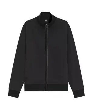 Hugo Boss Cotton Sweatshirt With Zip Neck - Black