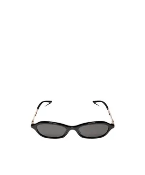 Gucci Oval Frame Sunglasses With Crystal Embellishments - Black