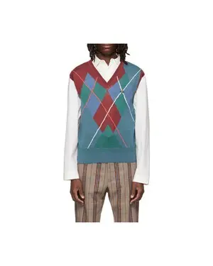 VIVIENNE WESTWOOD Argyle Knitted Vest - Blue