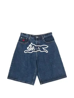 ICECREAM Denim Cargo Shorts With Graphic Applique