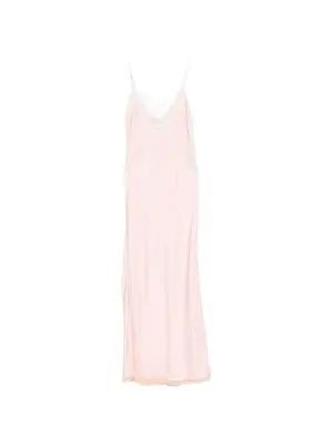 FORTE_FORTE Long Slip Dress With Lace Trim - Pink