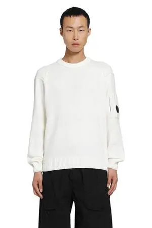 C.P. COMPANY Lambswool Lens Sweater - White