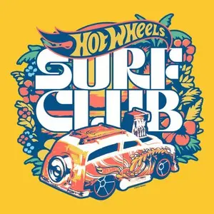HOT WHEELS Floral Surf Club Badge Short Sleeve Graphic T-shirt - Yellow
