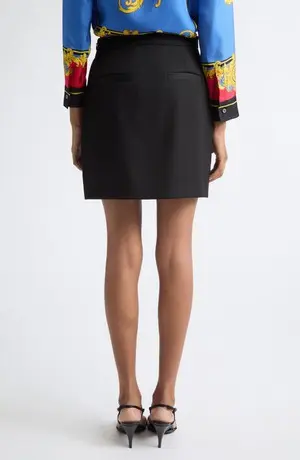 Versace Wool Grain De Poudre Skirt With Medusa Hardware