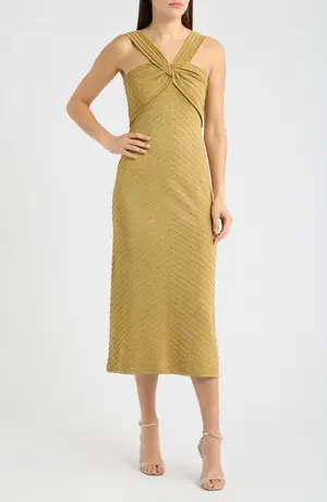 Kobi Halperin Talia Metallic Knit Midi Dress - Gold