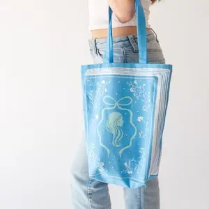JOLLITY & CO Silhouette Book Themed Canvas Tote Bag