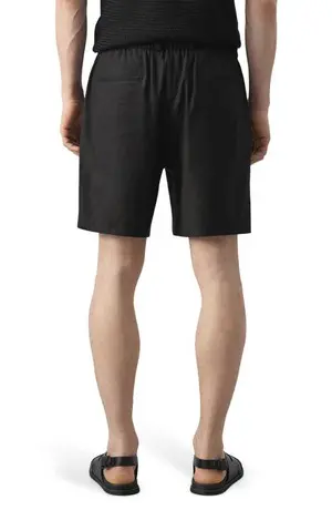 Mango Flat Front Linen Blend Drawstring Bermuda Shorts - Black