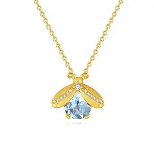 ORMIRO Summer Firefly Blue Topaz Vermeil Necklace - Gold