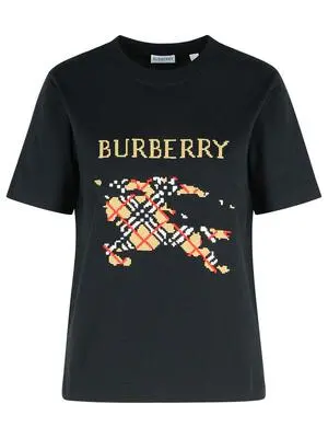Burberry Frankie Cotton T-shirt With Ekd Embroidery - Black