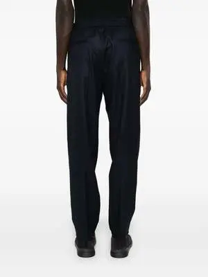 Brunello Cucinelli Wool Flannel Leisure Fit Trousers With Drawstring And Double Pleats - Blue