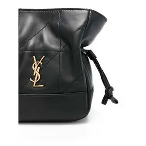 Saint Laurent Quilted Leather Drawstring Bucket Bag - Black