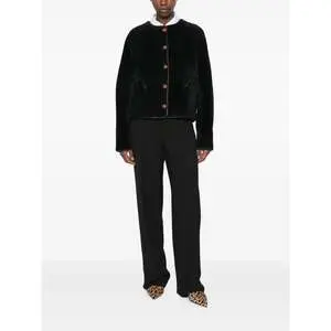 BLAZÉ MILANO Shearling And Leather Trim Jacket - Black