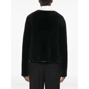 BLAZÉ MILANO Shearling And Leather Trim Jacket - Black