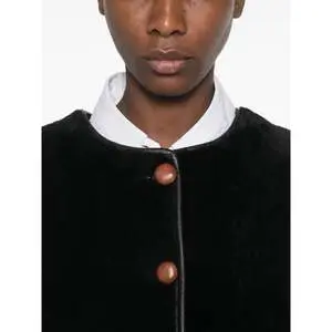 BLAZÉ MILANO Shearling And Leather Trim Jacket - Black