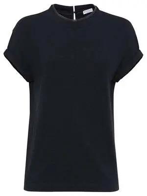 Brunello Cucinelli Stretch Cotton Jersey T-shirt With Precious Faux Layering - Gray