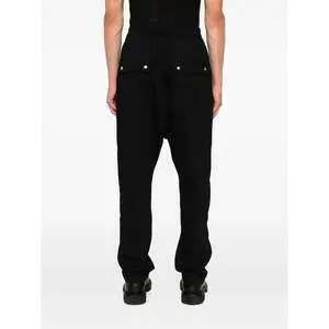 Rick Owens Drop Crotch Wool Trousers - Black