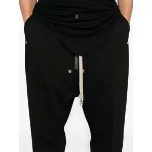 Rick Owens Drop Crotch Wool Trousers - Black