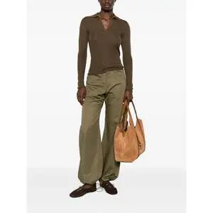 Max Mara Ribbed Knit V-neck Long Sleeve Pullover - Brown