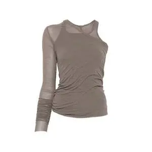 Rick Owens Rick Owens One-Shoulder Long Sleeve Top Gray