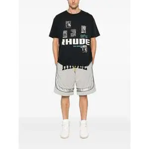 Rhude Grey Mesh Logo Track Shorts - Gray