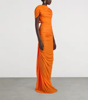Balenciaga Sheer Open Back Maxi Dress