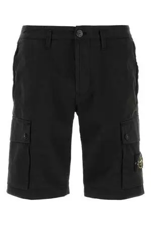Stone Island Stretch Cotton Bermuda Shorts - Black