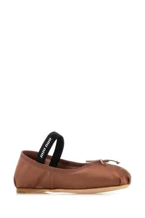Miu Miu Dark Satin Ballerinas - Pink